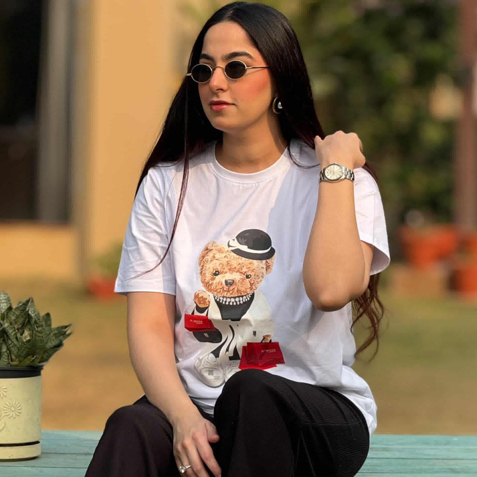 Buy Ted H Shopaholic White T Shirt Online in India | Hamster London