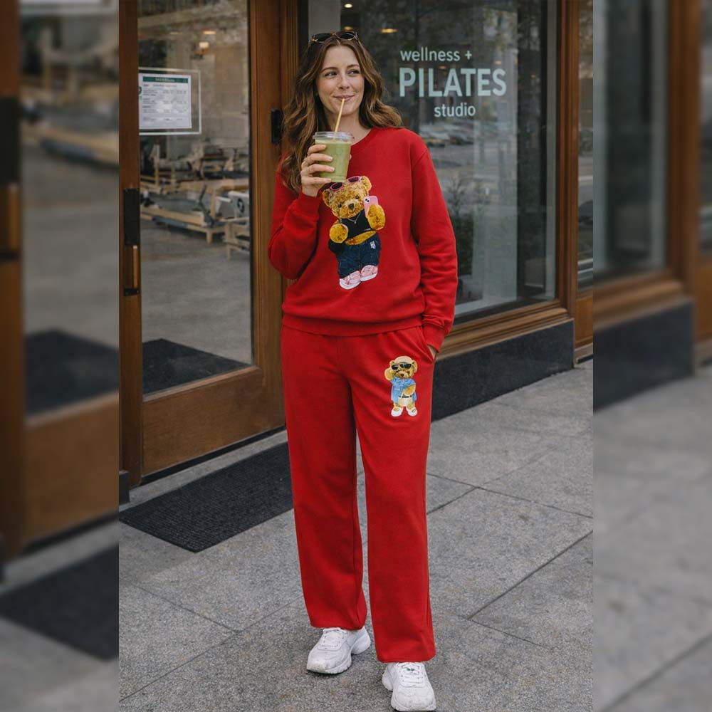 Hamster London Ted H Holiday Red Sweatshirt & Lower Cord Set